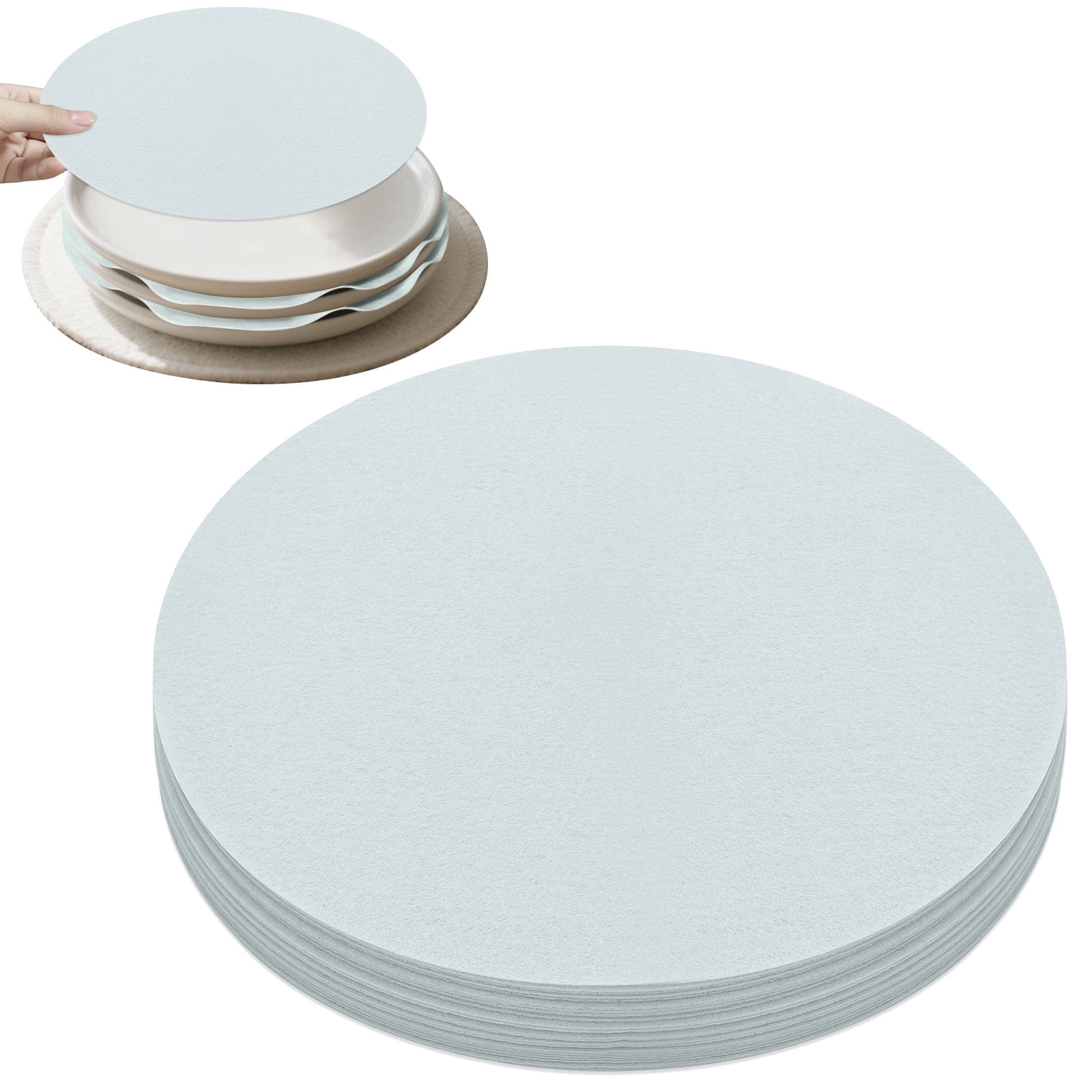Sekonow 30 Pack 10.5in Felt Plate Protectors, Soft Porcelain Plate ...