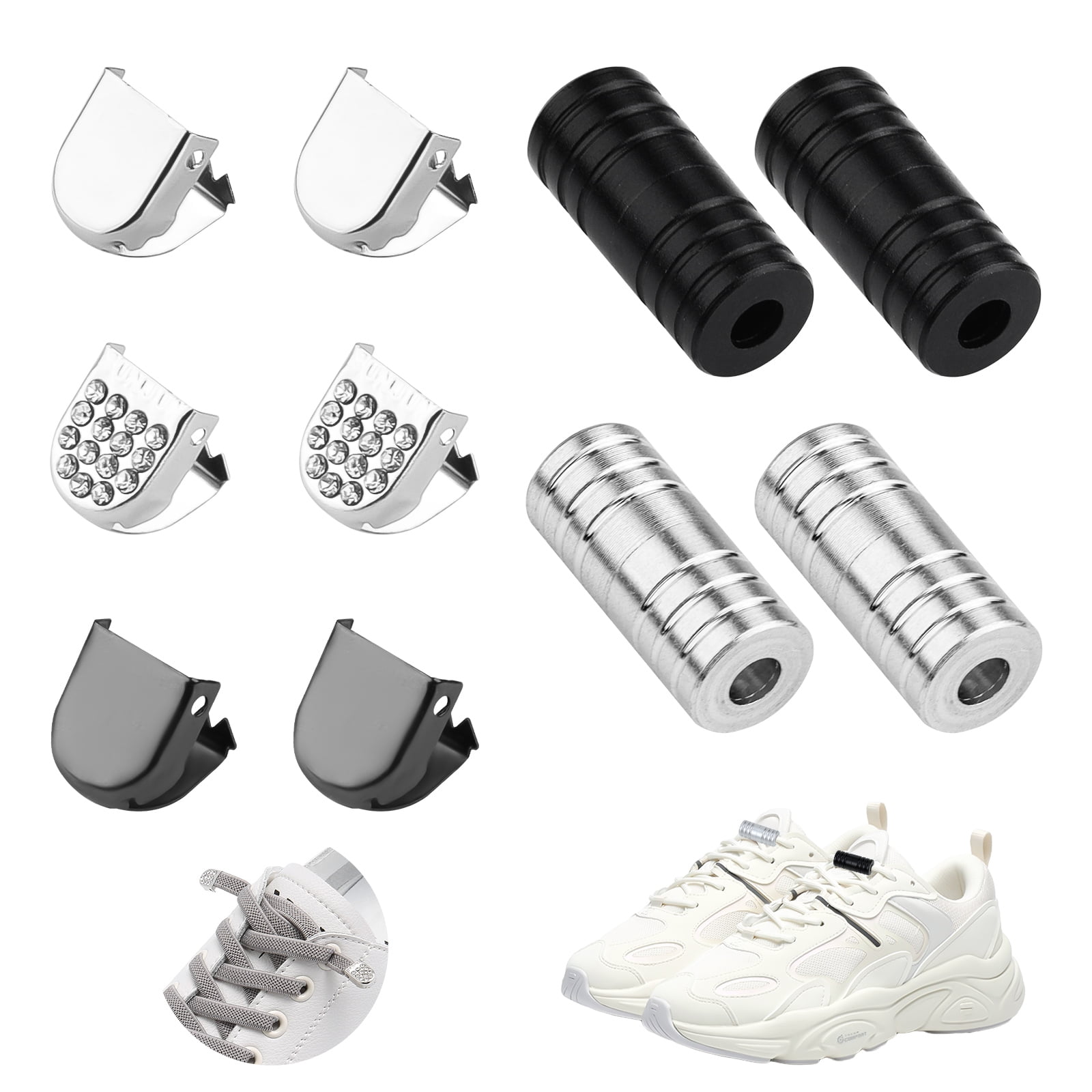 Sekonow 50 Pack No Tie Shoelace Clips, Shoelace Buckle Locks Metal ...