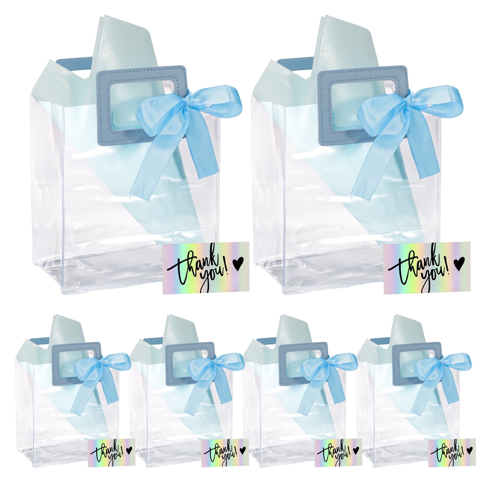 Sekonow 6 Pack Clear Gift Bags with Handles, 7.9x7.1x3.9in with Tissue ...