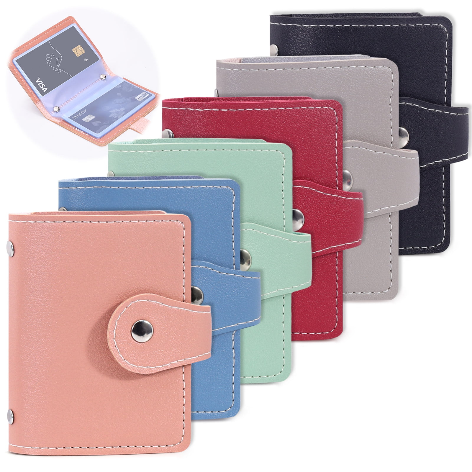 Sekonow 6Pcs Leather Small Credit Card Holder for Women and Men with ...