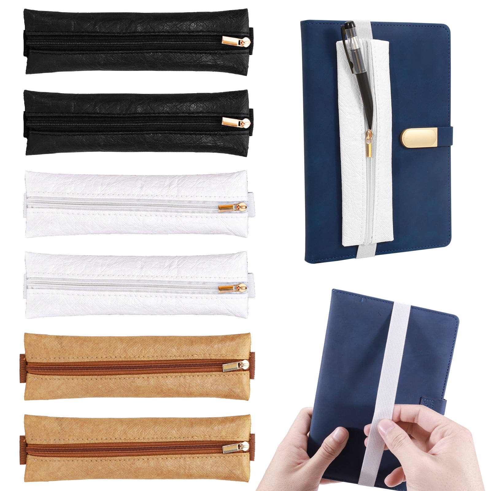 Sekonow 6pcs Pen Holder for Notebook, Zipper Journal Pen Holder with ...