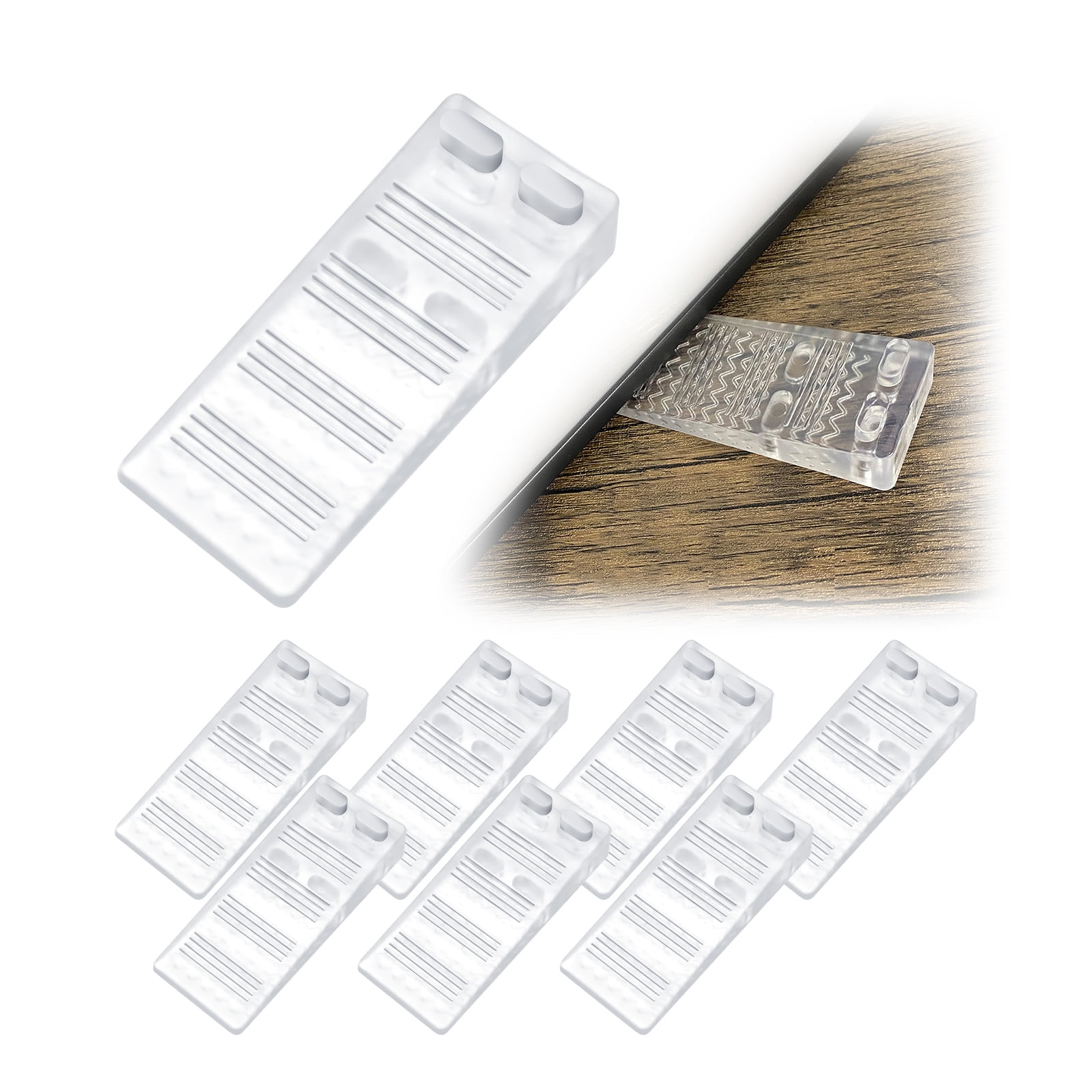 Sekonow 8 Pack Door Stopper Wedge Stackable Furniture Shims, Clear ...