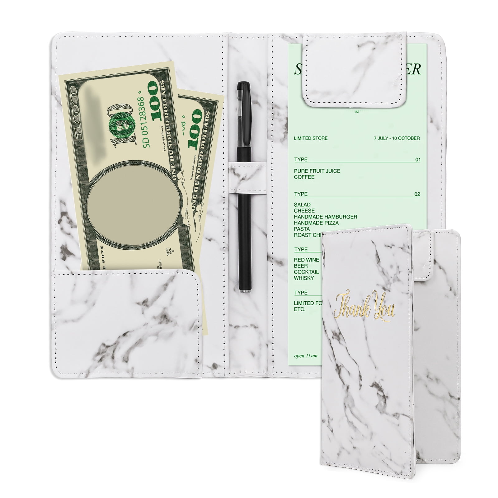 Sekonow Server Book for Waitress, Leather Serving Book with Magnetic ...