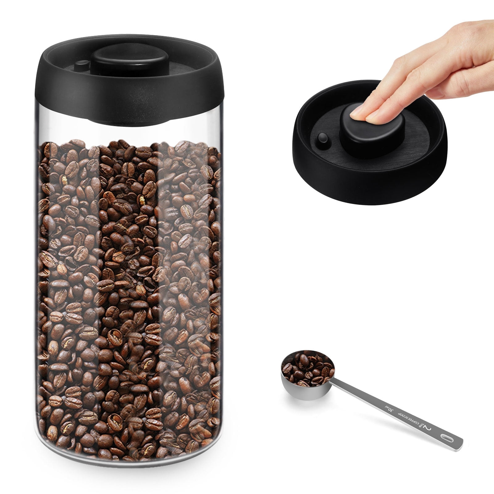 Sekonow Vacuum Coffee Canister for Coffee Bean Storage, 1.8L/60.9oz ...