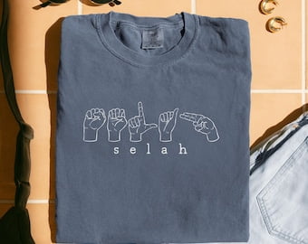 Selah ASL Christian Tshirt: Comfort Colors Sign Language Tee - Walmart.com