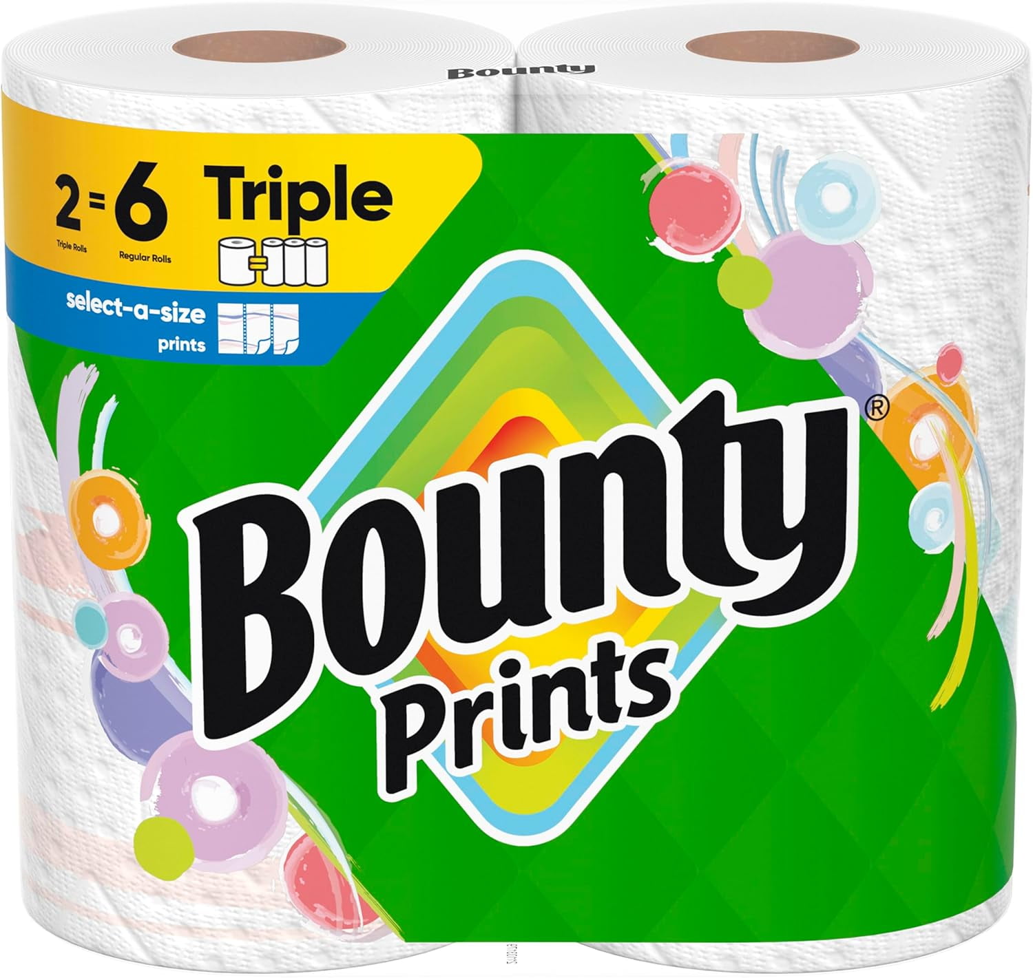 Select-A-Size Paper Towels, Prints, 2 Triple Rolls = 6 Regular Rolls ...