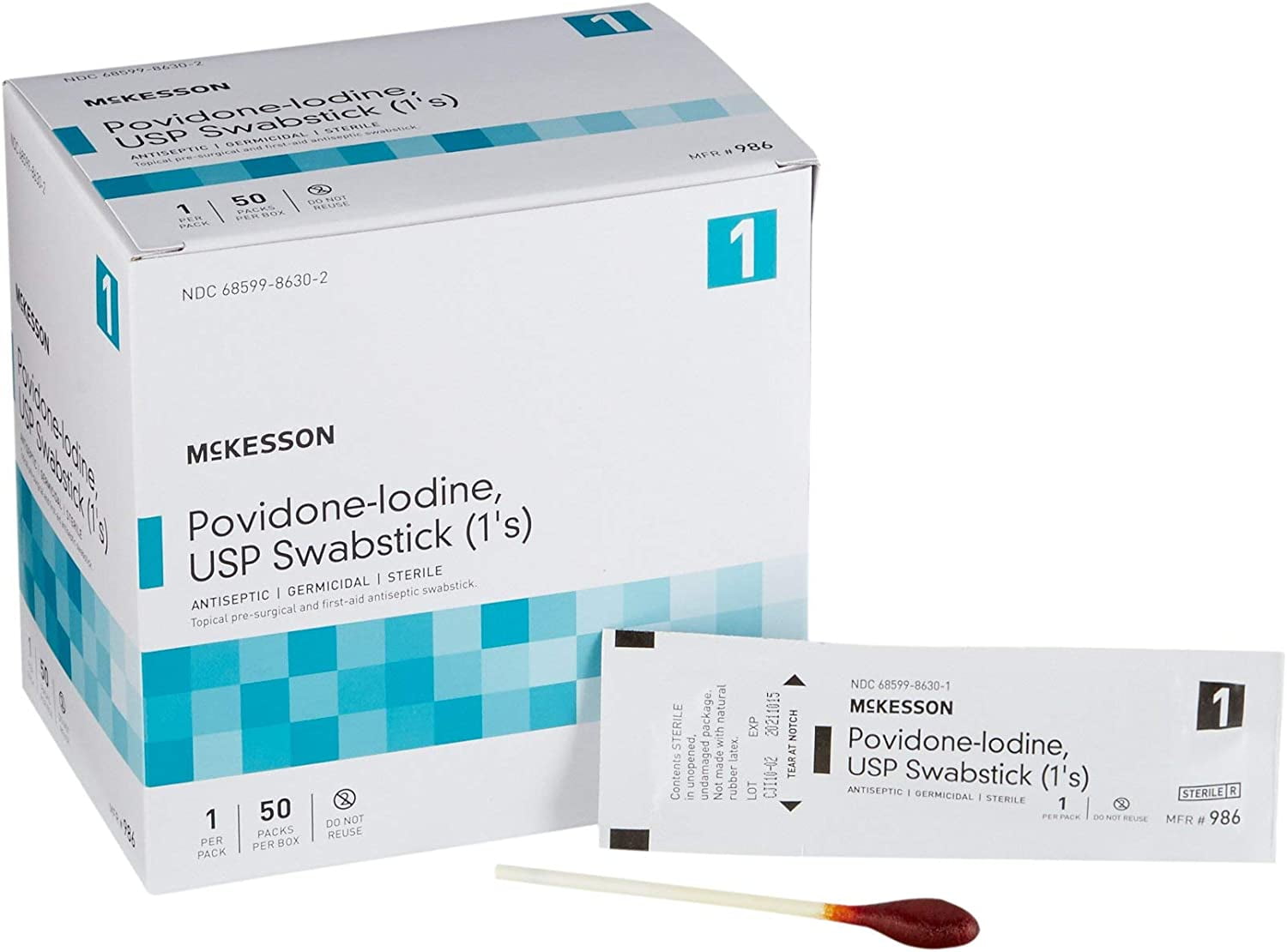 McKesson Select Impregnated Swabstick Individual Packet, 10% Povidone ...