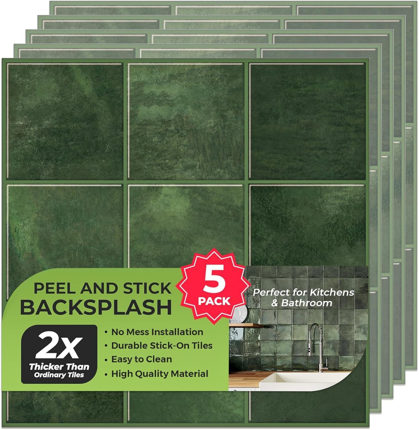 Select Peel and Stick Backsplash Square Tiles, 3D Stick-on Tile with ...