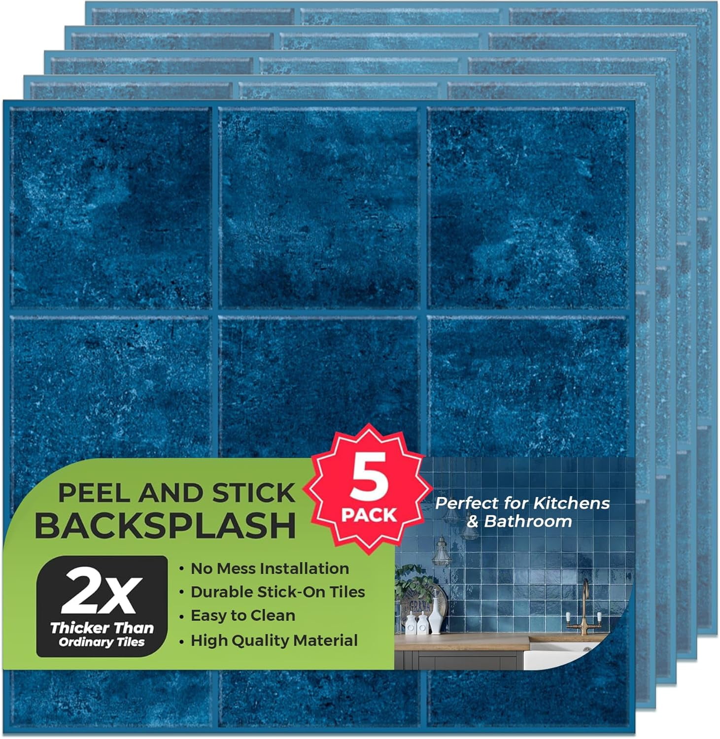 Select Peel and Stick Backsplash Square Tiles, 3D Stick-on Tile with ...