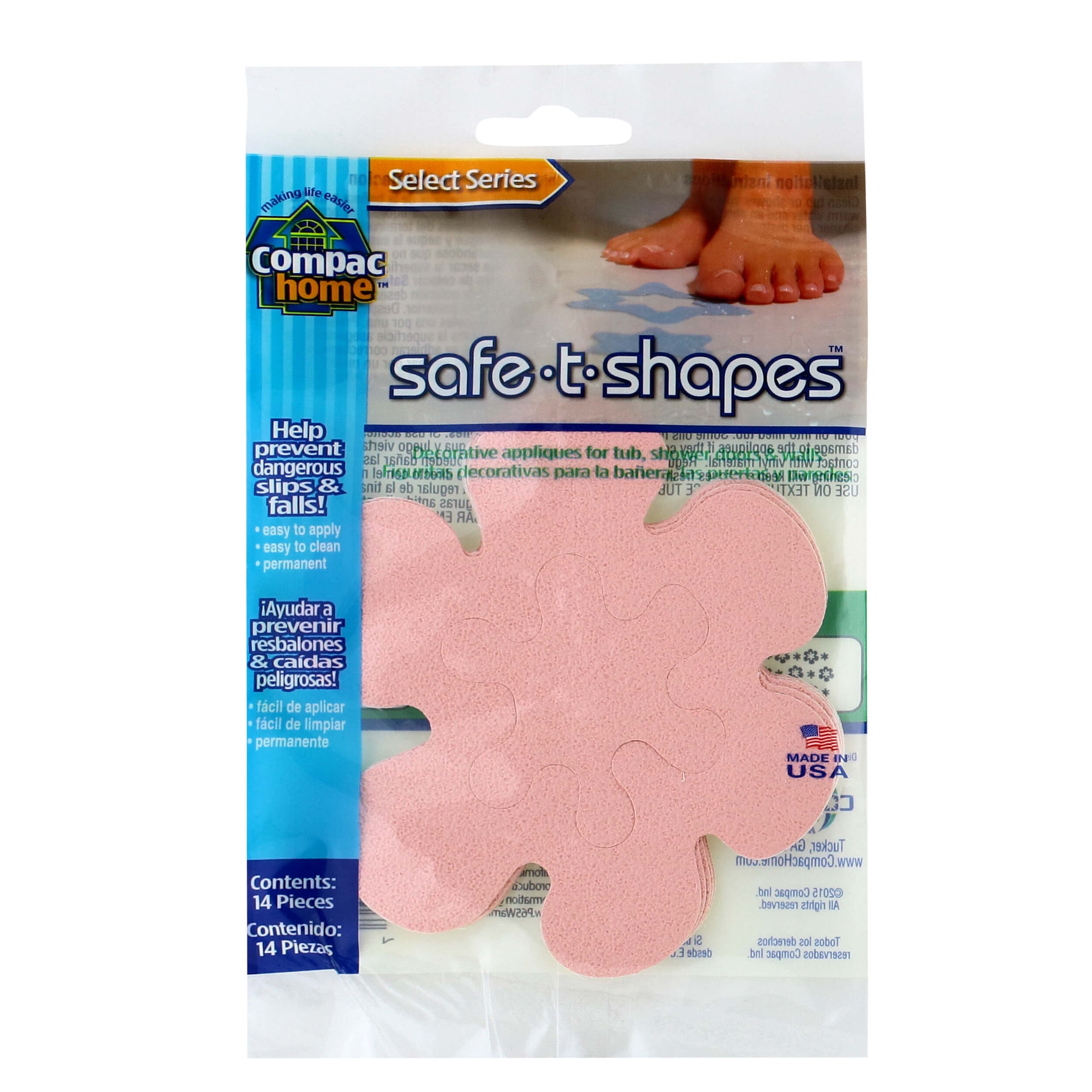 Select Safe-T-Shapes 14ct Adhesive Non-Slip Stickers Bath Appliques to ...