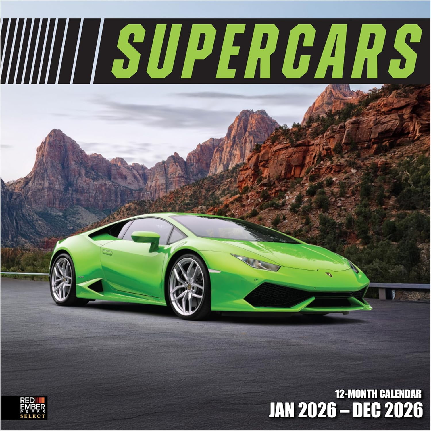Select - Supercars 2026 Wall Calendar 12 Month | 12" x 24" Open | Thick ...
