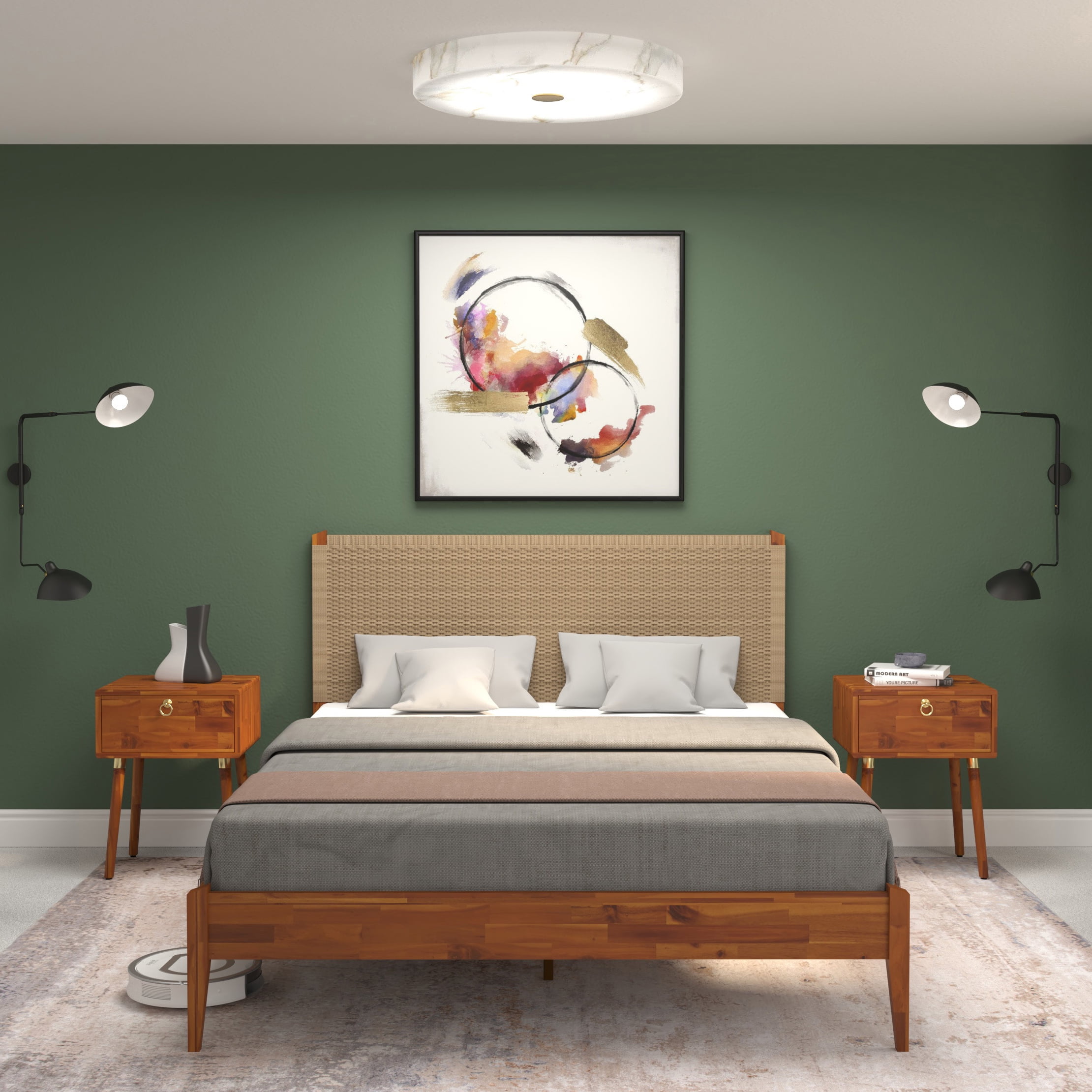 Free Shipping! BME Selena 43" Queen Bed Frame, Handcrafted Paper Cord ...