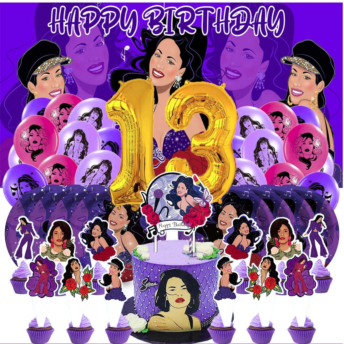 Selena Balloons Party Supplies 13th Decor Tableware Birthday Cake ...