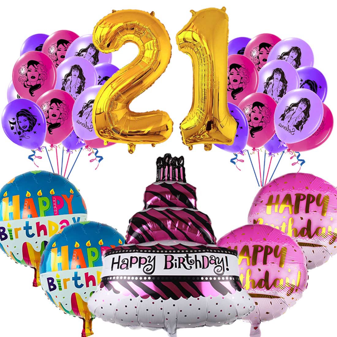 Selena Balloons Party Supplies 21th Big Number Decorations Decor Kit ...