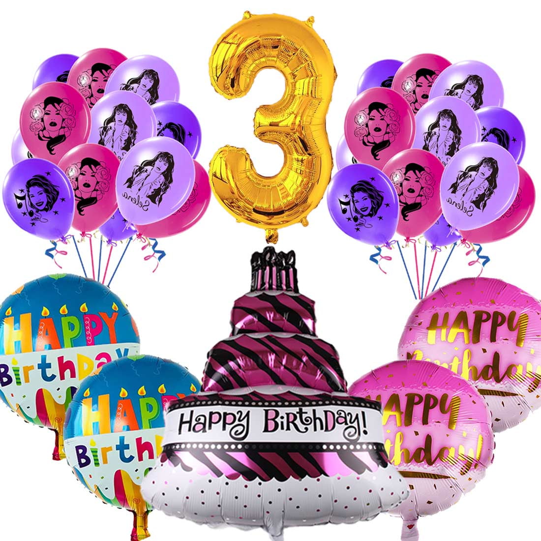 Selena Balloons Party Supplies 3rd Big Number Decorations Decor Kit ...