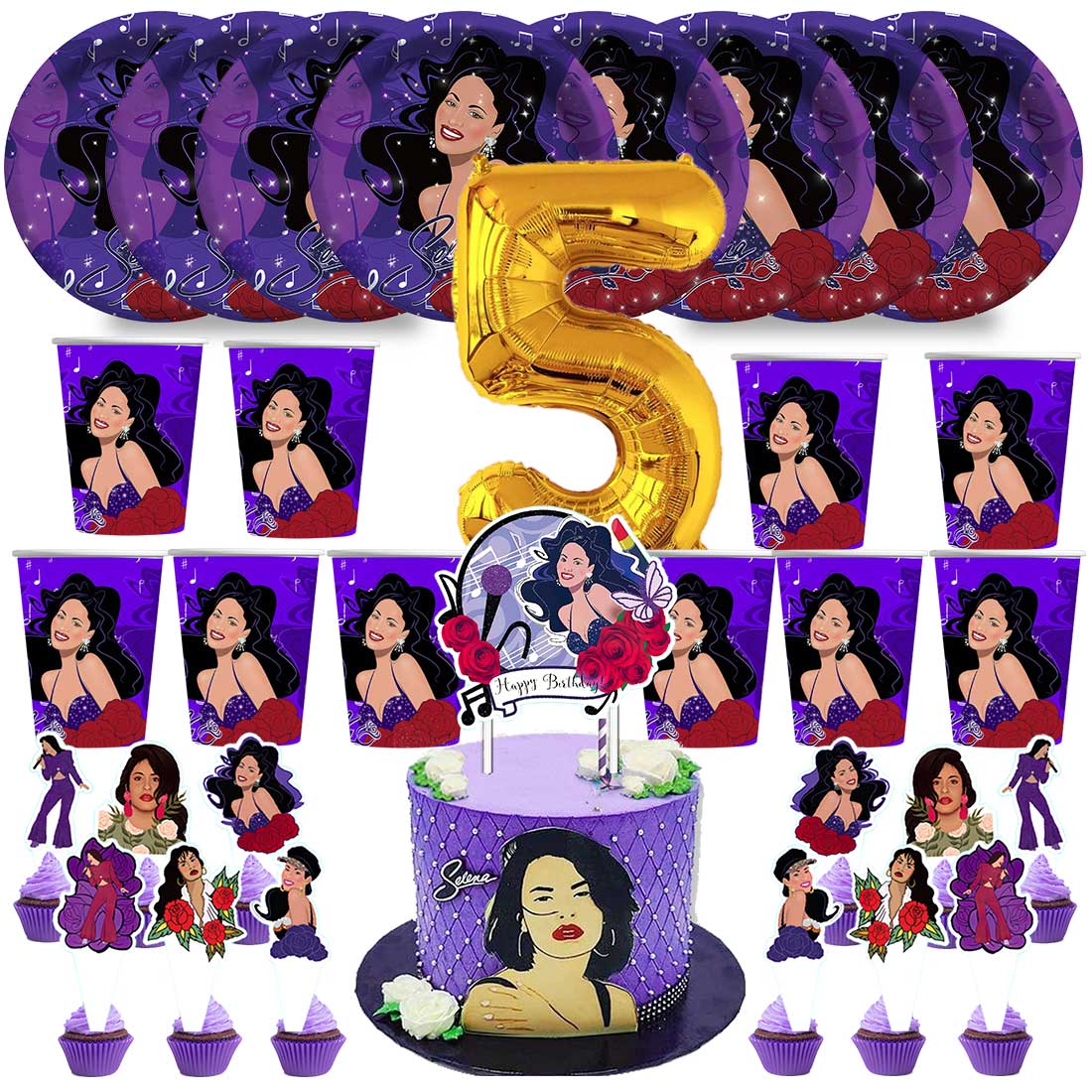 Selena Birthday 5th Cups Party Supplies Plates Fans Decorations Cake ...