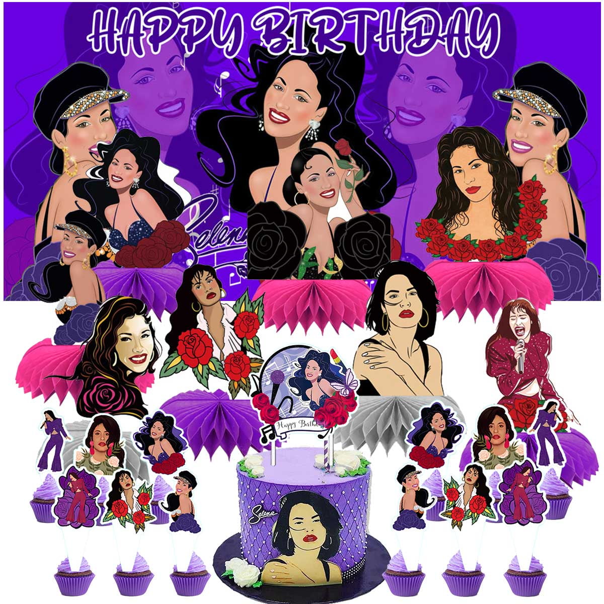 Selena Party Decorations Decor Supplies Honeycomb Centerpieces Table ...