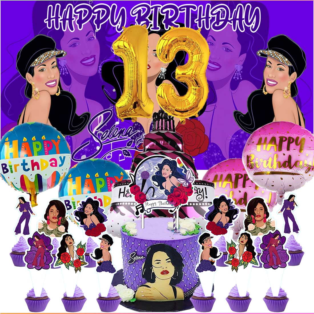 Selena Party Supplies Decor 13th Kit Balloons Birthday Cake Topper ...