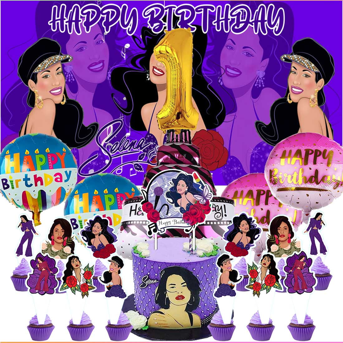 Selena Party Supplies Decor 1st Kit Balloons Birthday Cake Topper ...