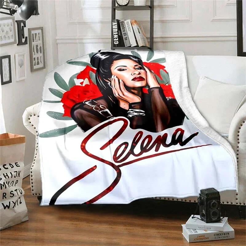 Selena Quintanilla Vintage Blanket Art Flannel Soft Warm Plush Blanket for Sofa Bed Bedroom ...
