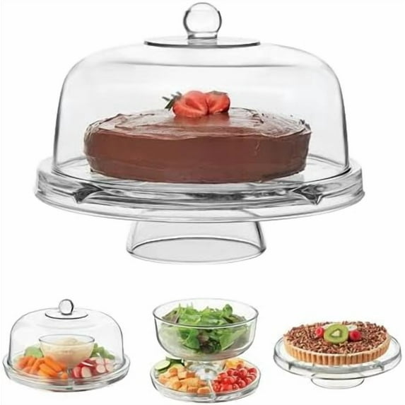 Selene 6-in-1 Domed Cake Stand, Unique Space Saving Glass Cake Stand ...