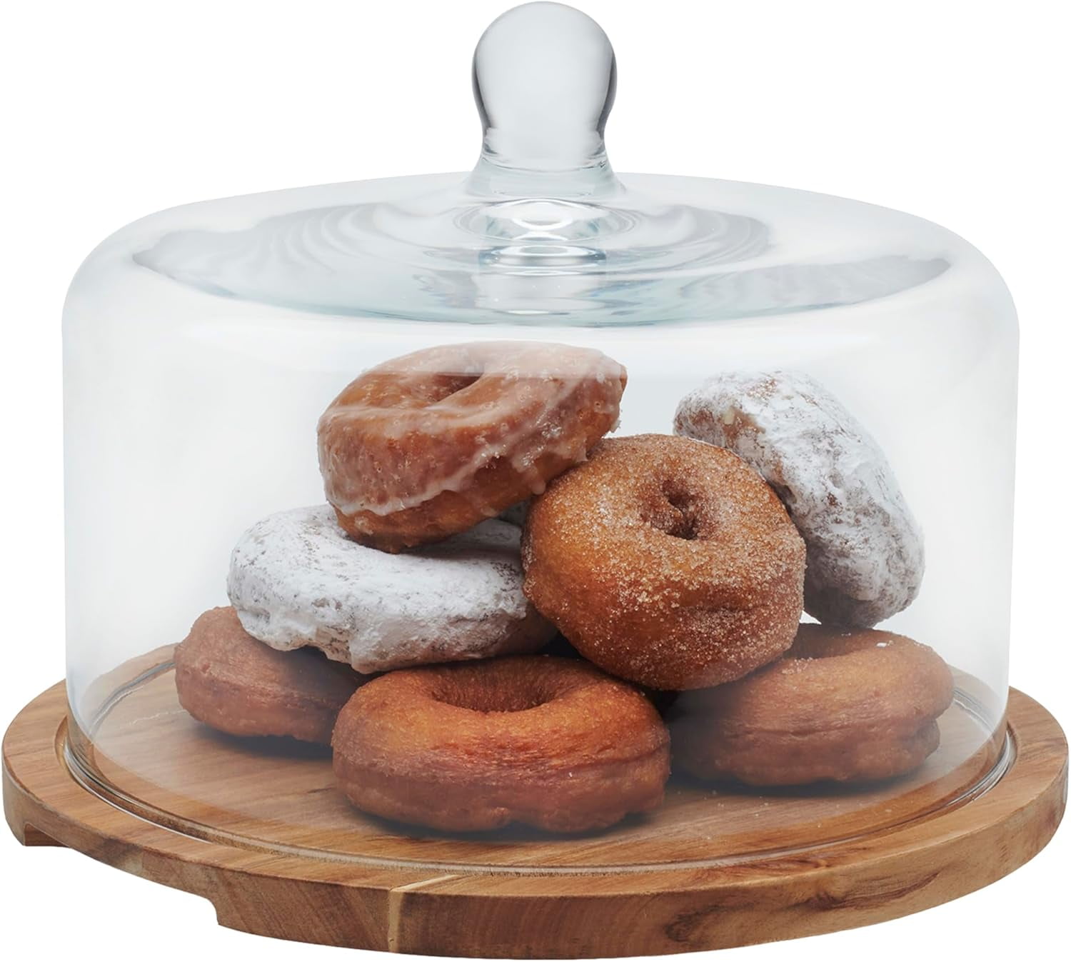 Glass Cake Stand with Dome Lid, Elegant Curved Footed, Covered Cake ...