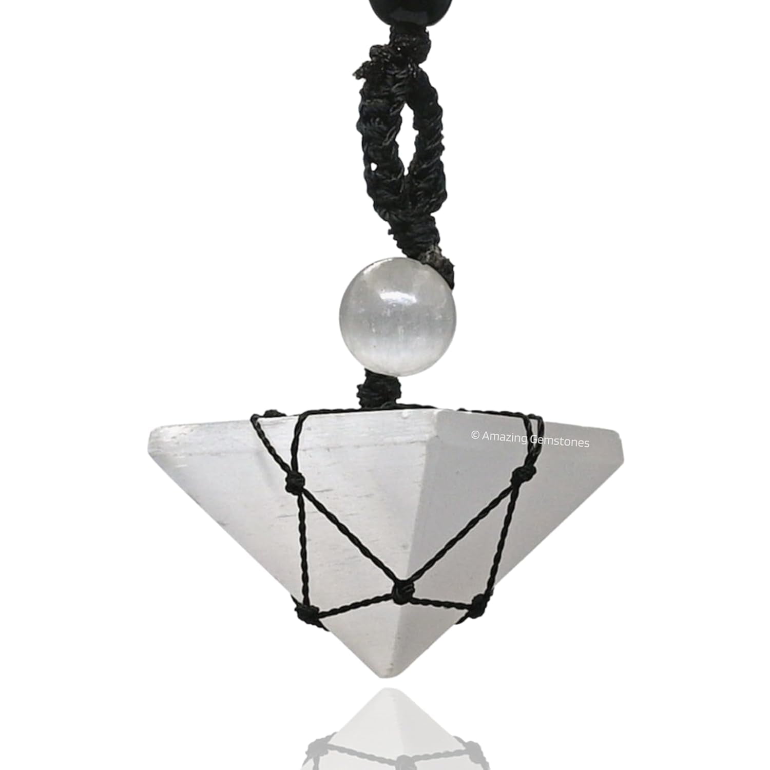 Selenite Crystal Pyramid Macrame Necklace, Unique Women Men Pendant - Walmart.com