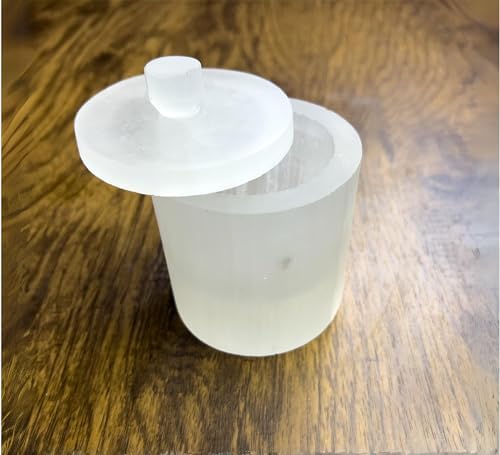 Selenite Jar-Box With lid – cleansing crystal stone jar for jewelry ...