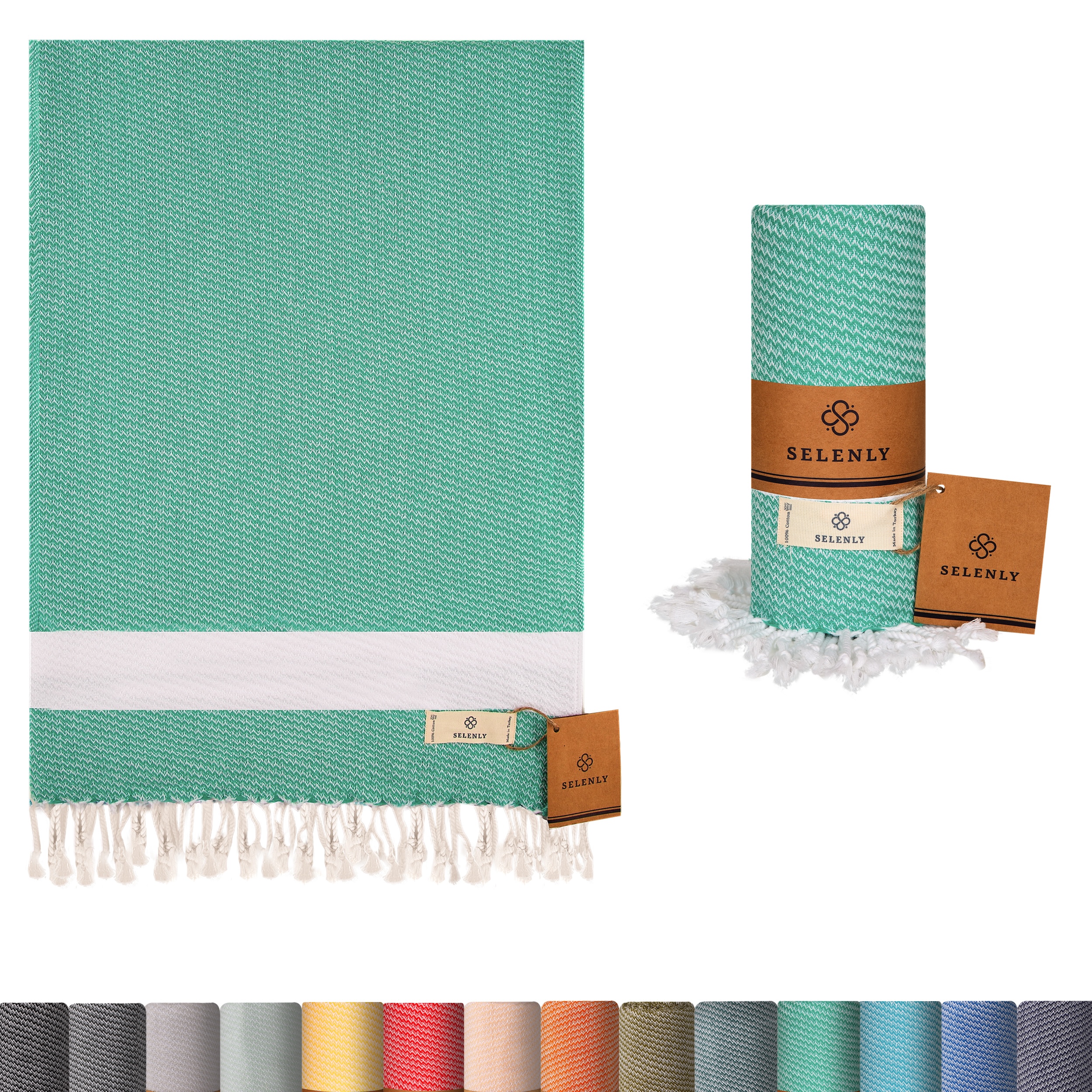 Selenly Turkish Towels And Handcloths Beach Cotton Singular, Green ...
