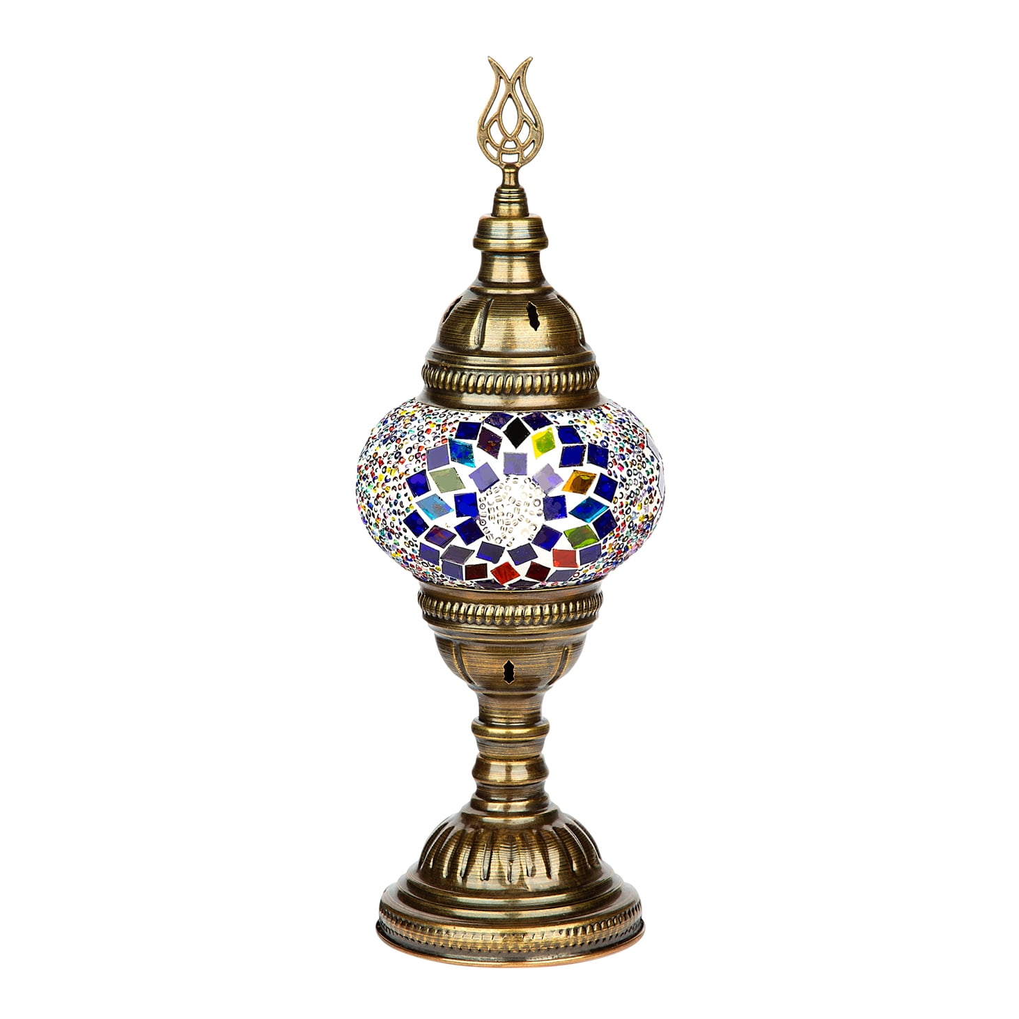 Selenly 11" Handcrafted Turkish Mosaic Lamp, 3.93" Colorful Stained ...