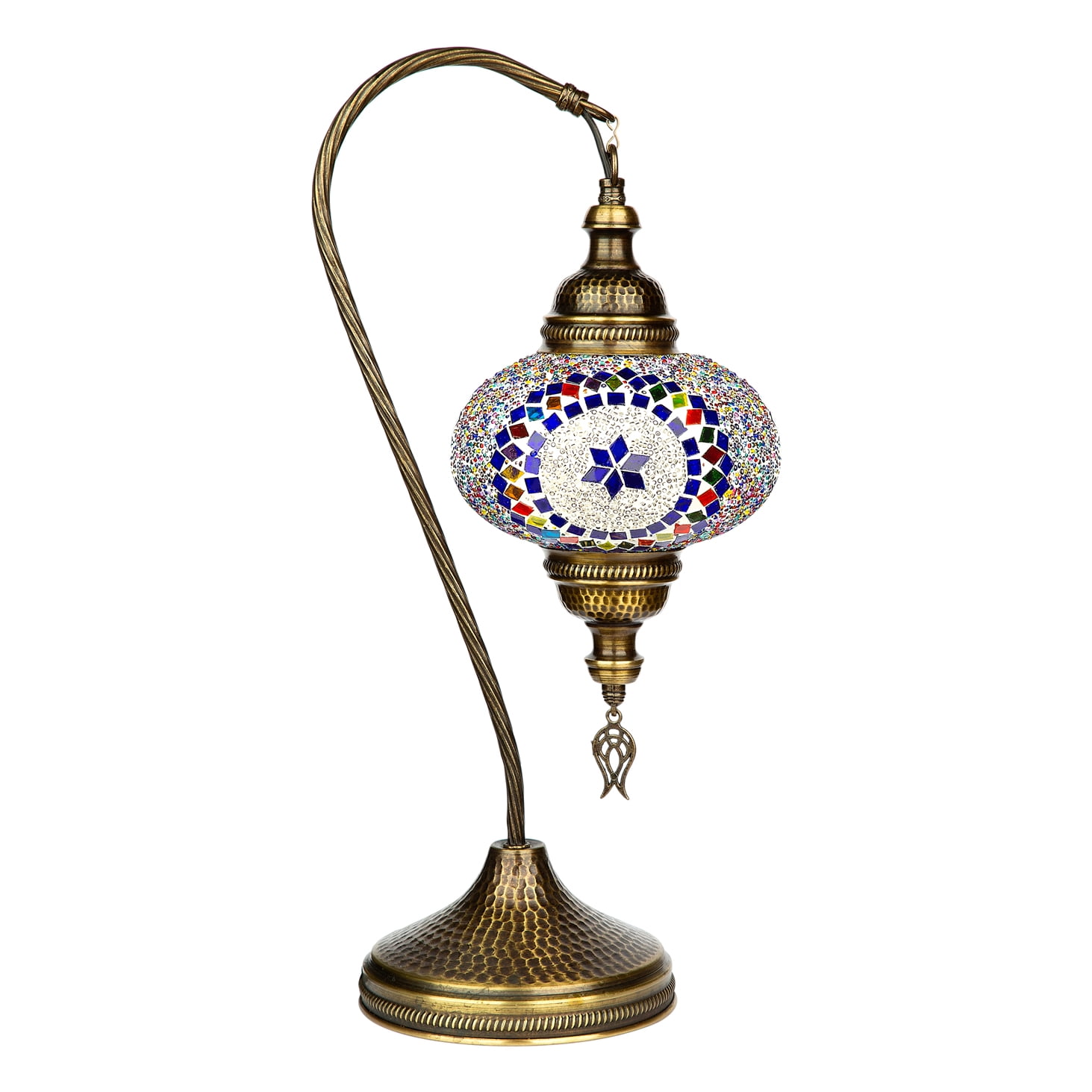 Selenly 19.3” Handcrafted Turkish Vintage Table Lamp with Colorful ...