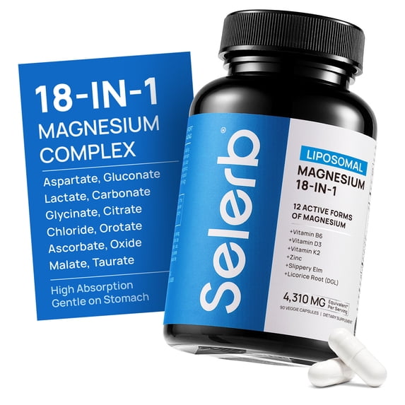 Selerb 18-in-1 Magnesium Complex with D3,K2 & Gentle on Stomach |12 ...
