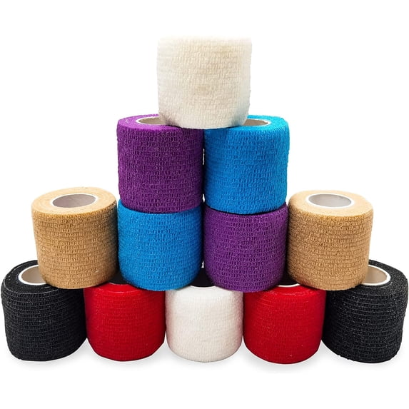 Self Adherent Cohesive Bandage Tape 2 inches X 5 Yards, 12 Pack Self ...