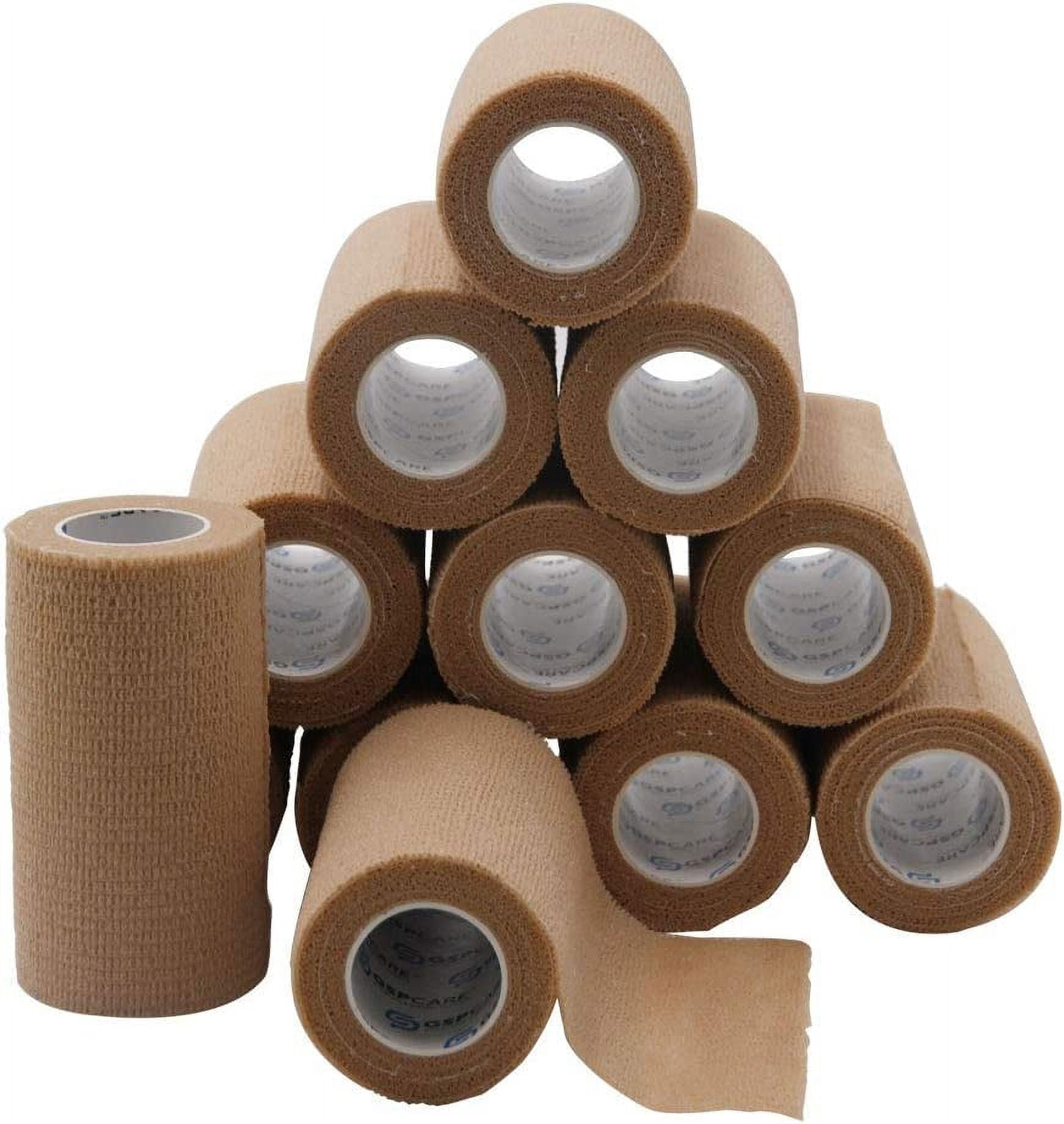 Self Adherent Cohesive Wrap Bandages 12 Count 4" x 5 Yards, Self ...