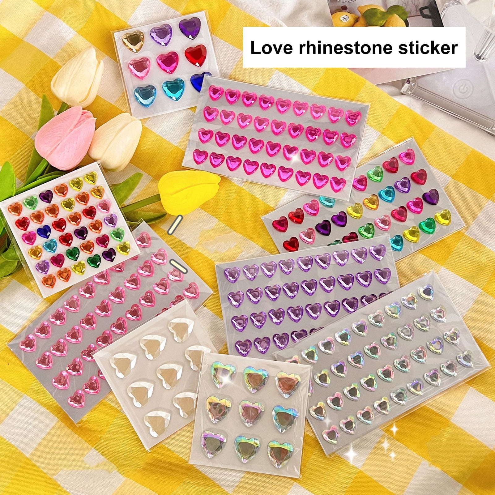 Self-Adhesive 3D Faux Crystal Heart Sticker for DIY Scrapbooking and ...
