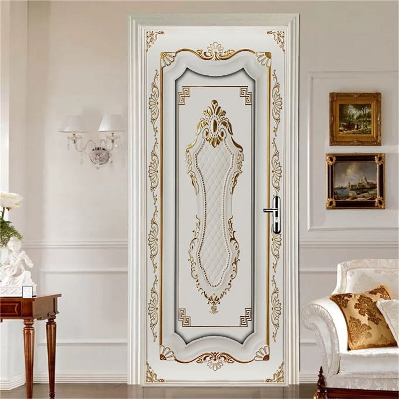 Self Adhesive 3D Wallpaper Door Stickers PVC Europe Style Mural for ...