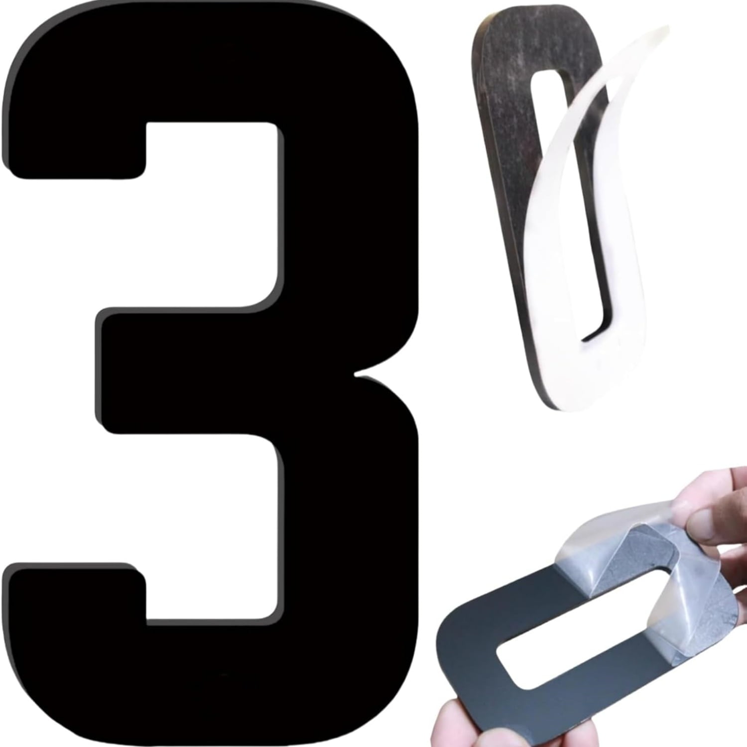 Self Adhesive 5 Inch House Numbers Black, Acrylic Modern House Address ...