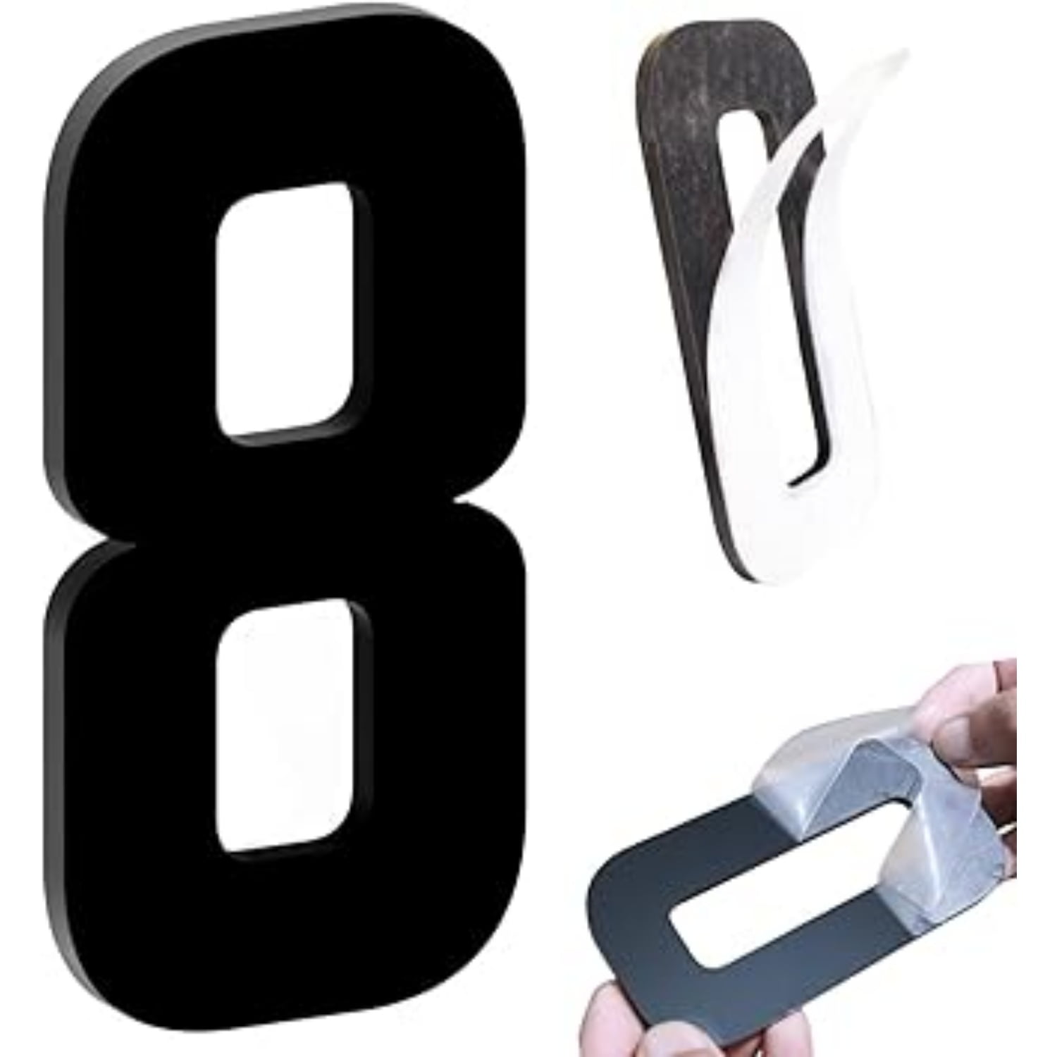 Self Adhesive 5 Inch House Numbers Black, Acrylic Modern House Address ...
