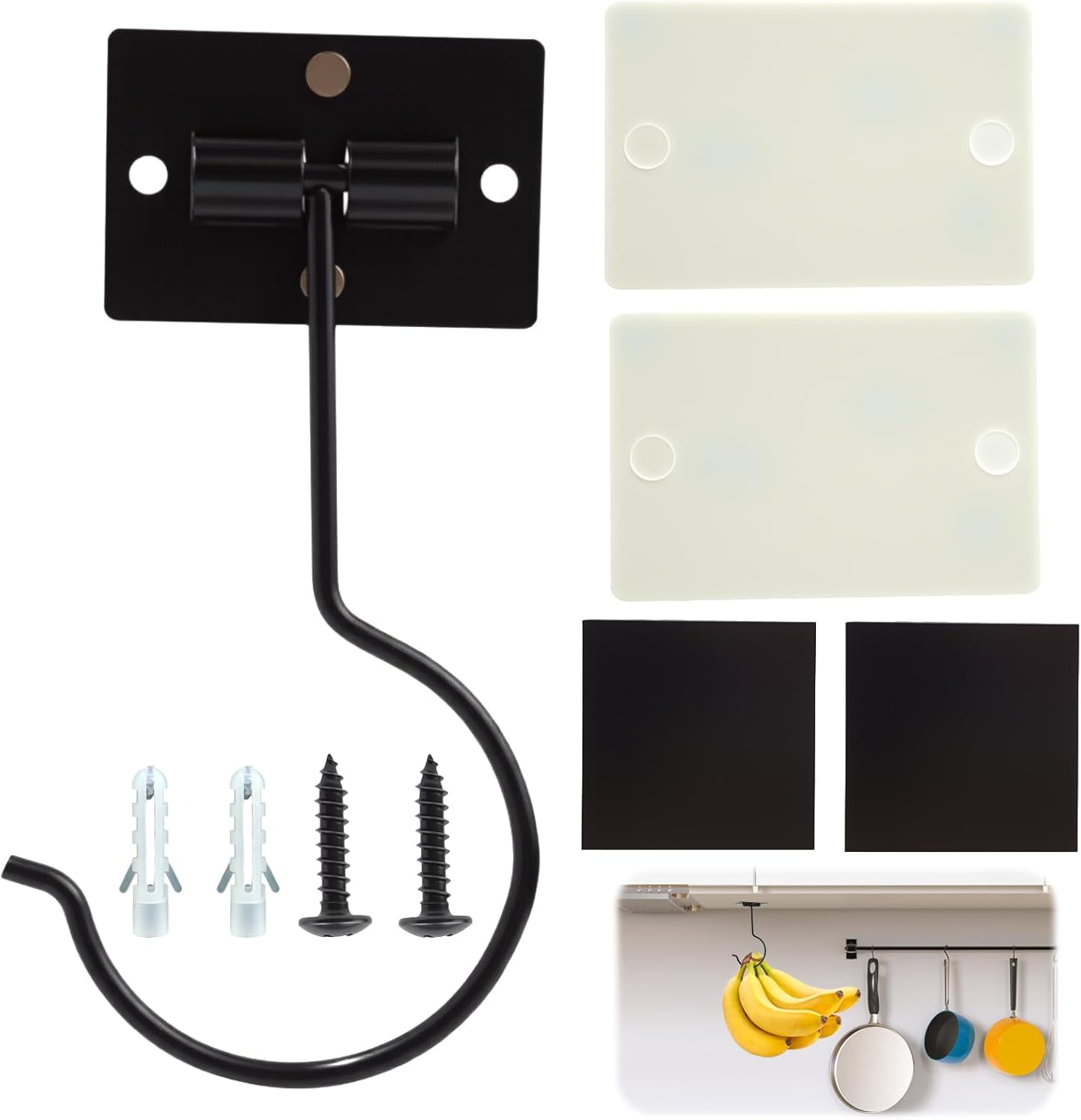 Self-Adhesive Banana Hook with Magnetic Base, Heavy Duty Under Cabinet ...