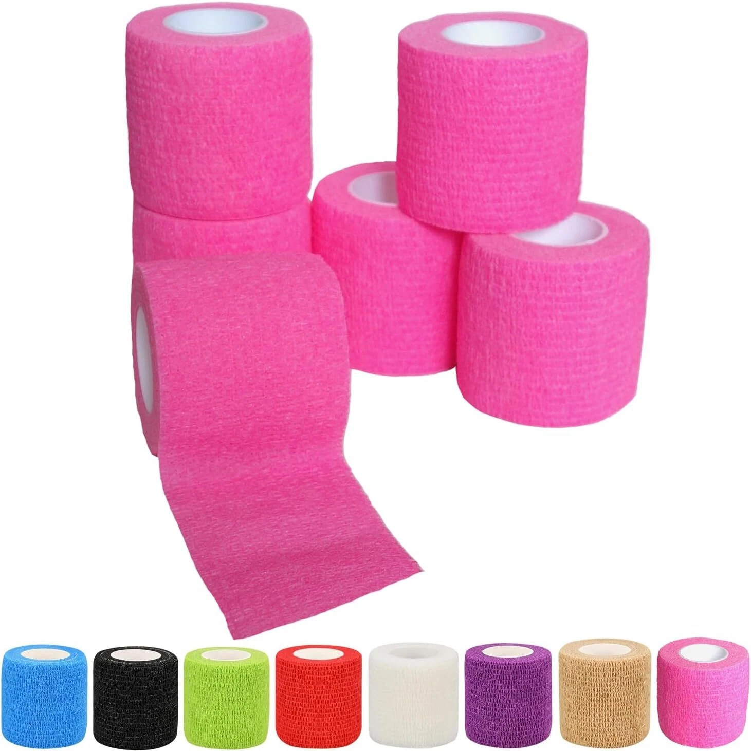 Self Adhesive Bandage Rolls 2"x5 Yards, 6/Pack Elastic Stretch Home ...