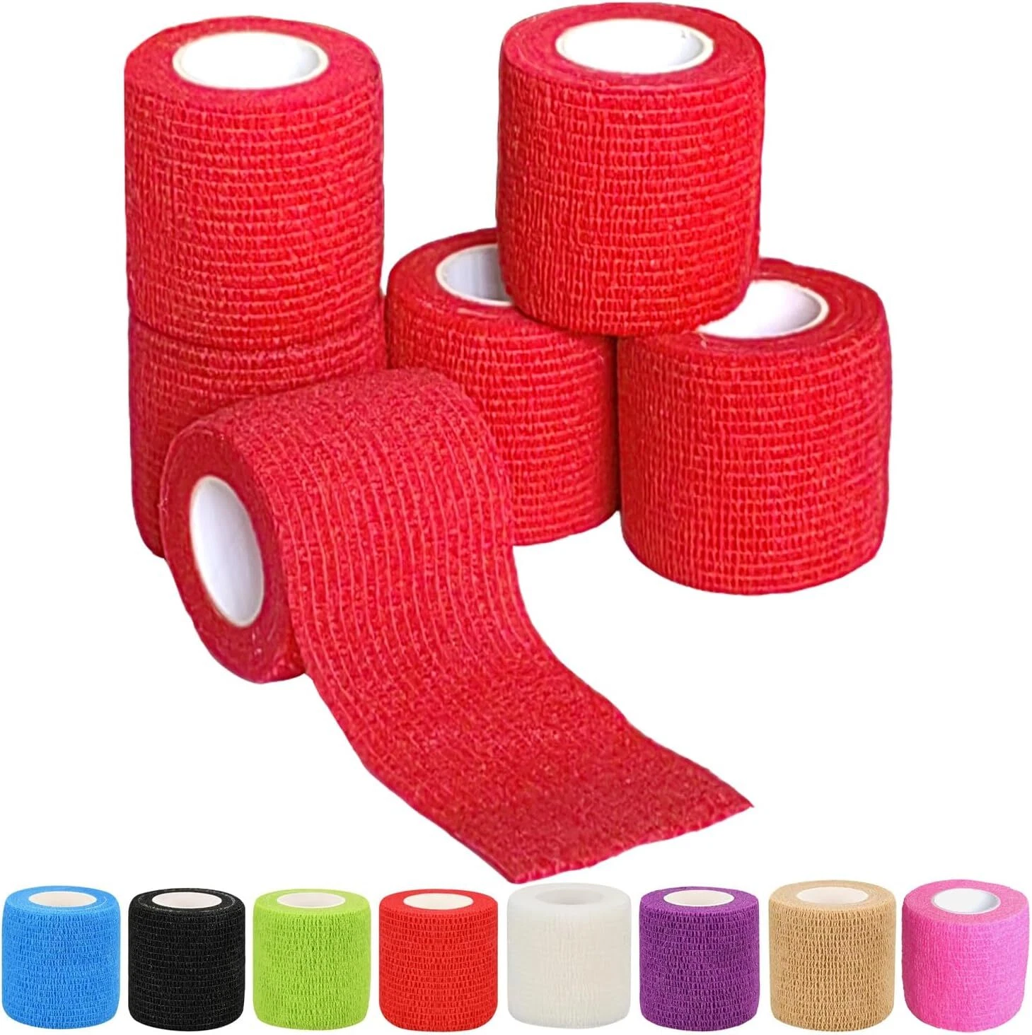 Self Adhesive Bandage Rolls 2"x5 Yards, 6/Pack Elastic Stretch Home ...