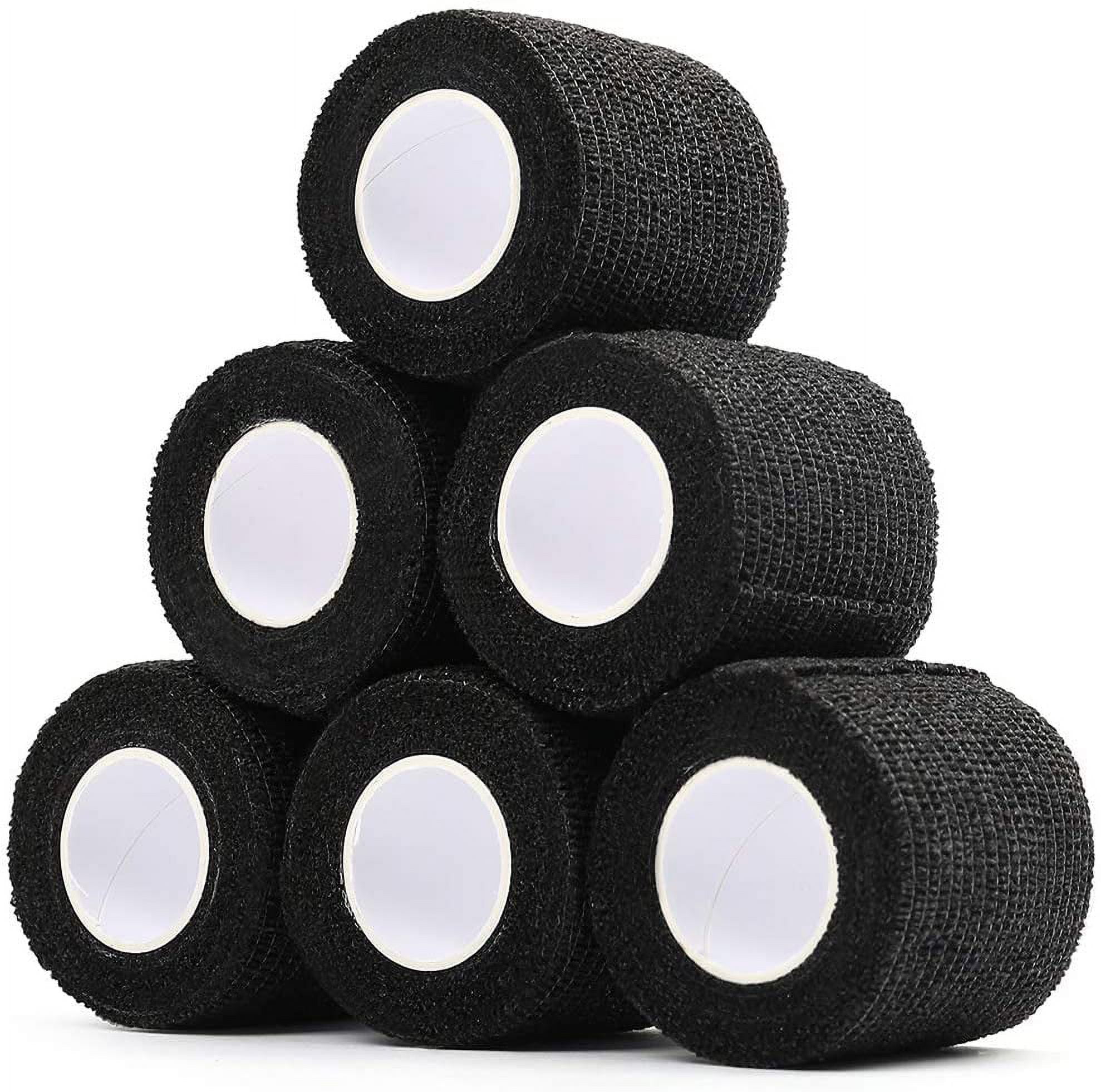 Self Adhesive Bandage Wrap, 6 Pack, 2'' x 5 Yards Black Cohesive Tape ...