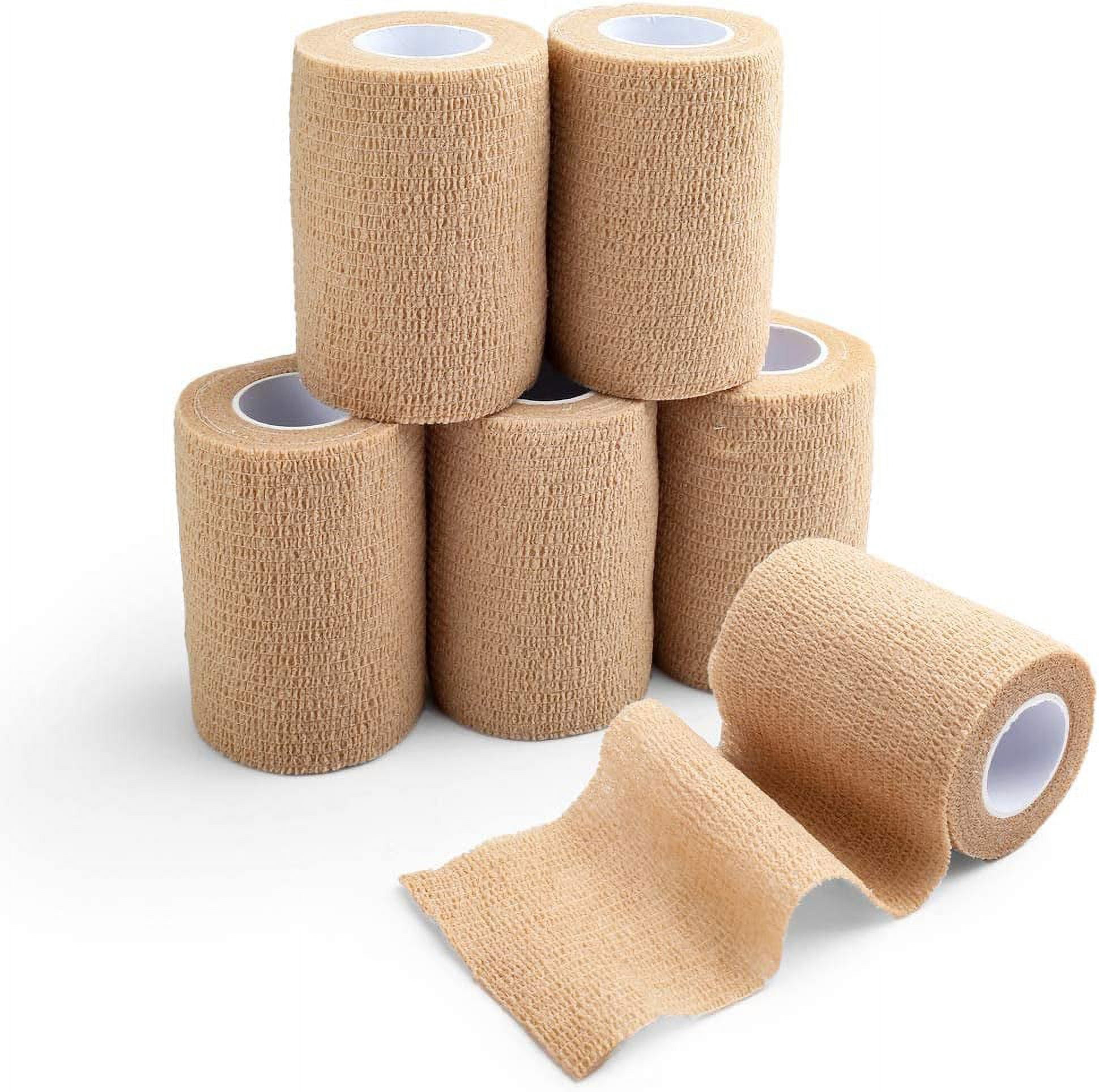 Self Adhesive Bandage Wrap, 6 Pack, 3 inch x 5 Yards Non Woven Cohesive ...