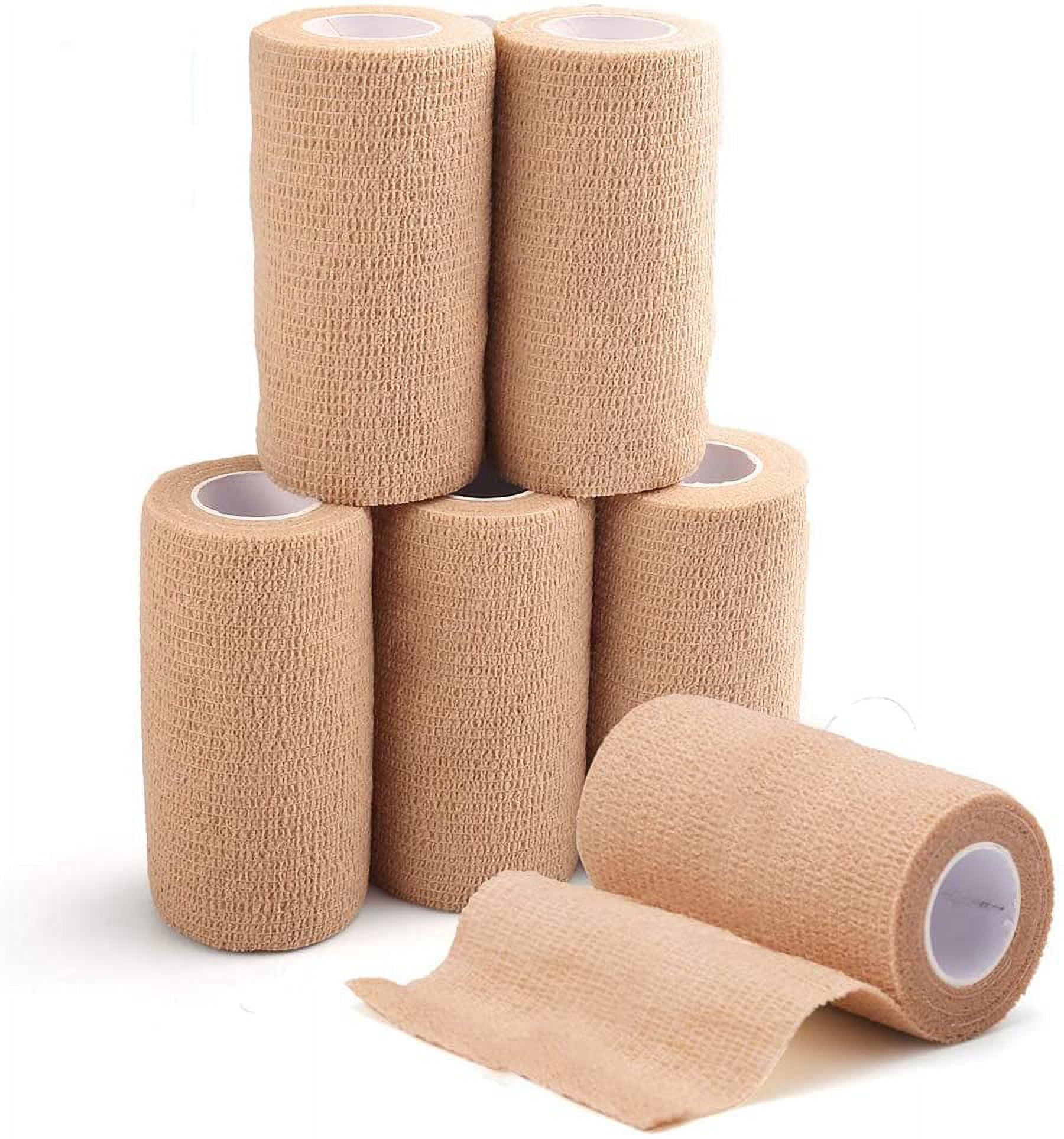 Self Adhesive Bandage Wrap, 6 Pack, 4 in x 5 Yards, Non Woven Elbow ...