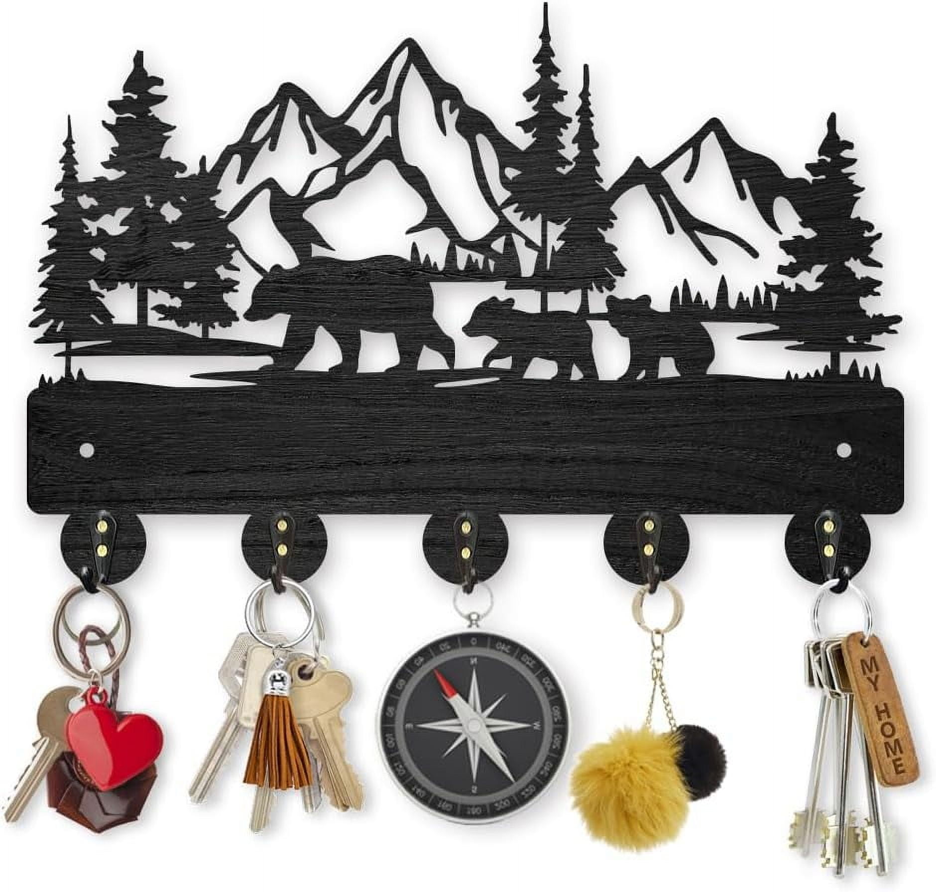 Self-Adhesive Bear Forest Coat Hooks 11.8×7.9inch Wood Bear Family ...