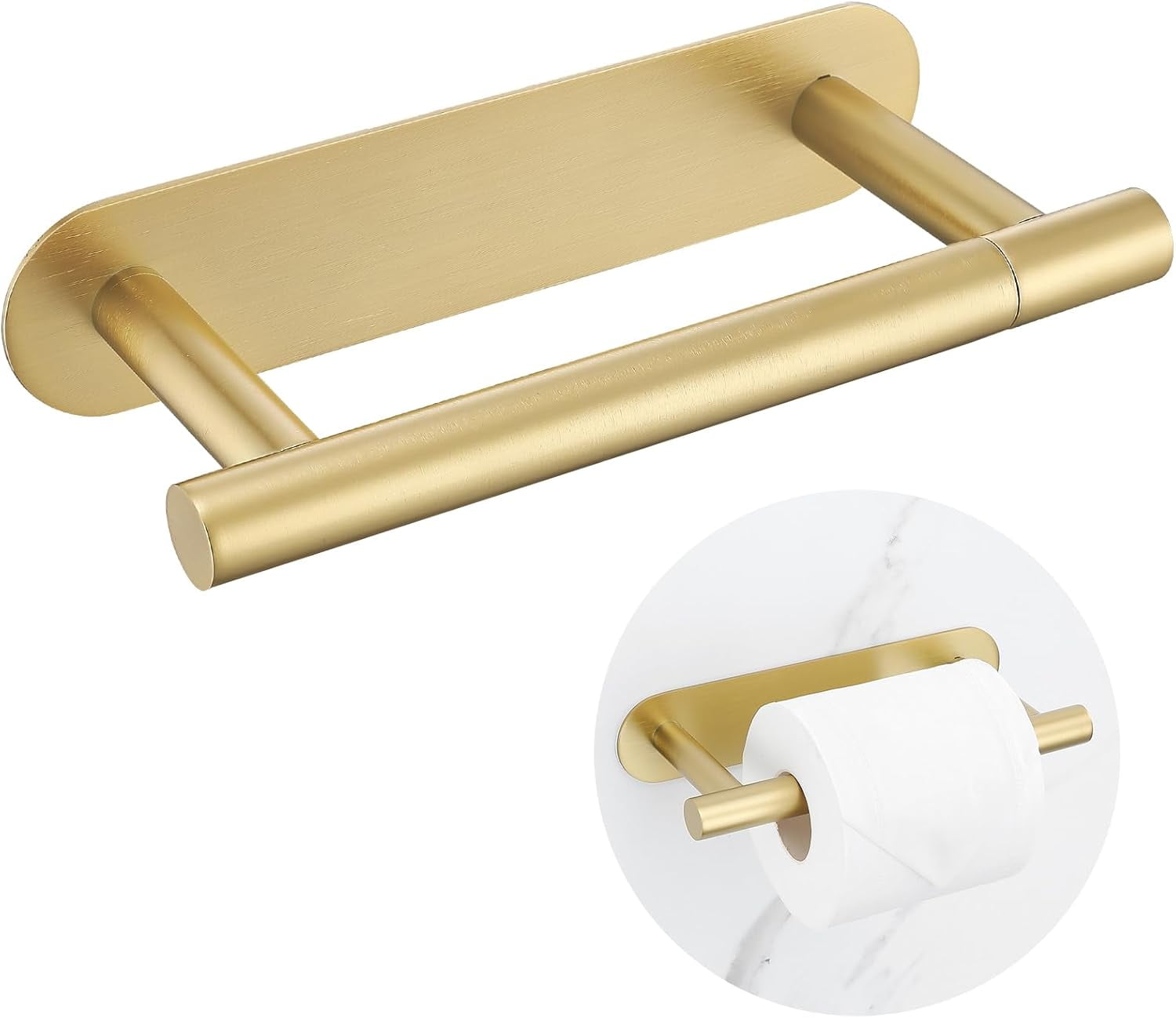 Self Adhesive Brushed Gold Toilet Paper Holder, SUS304 Stainless Steel ...