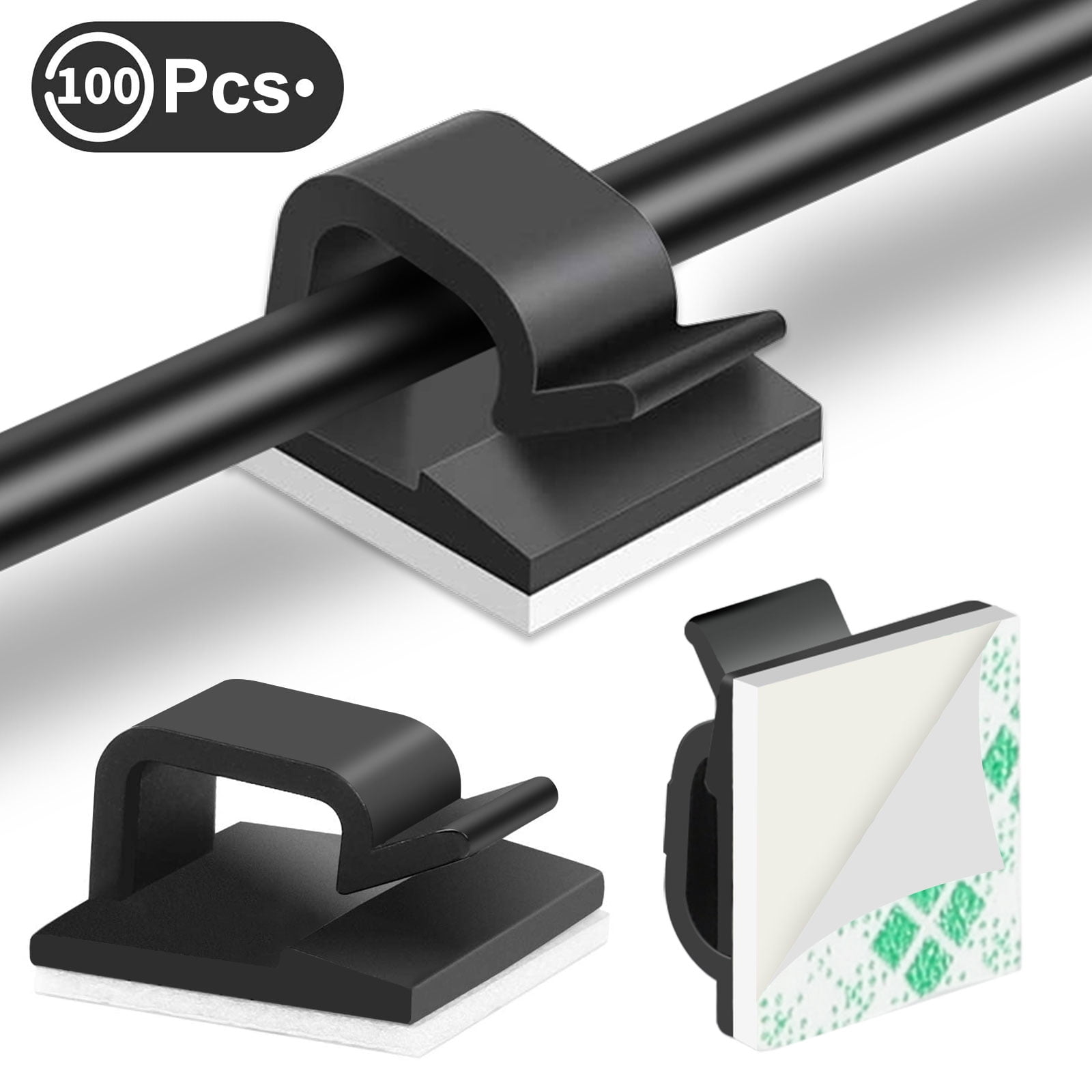Self-Adhesive Cable Clips, EEEkit 100pcs Cable Clips Black with Strong ...