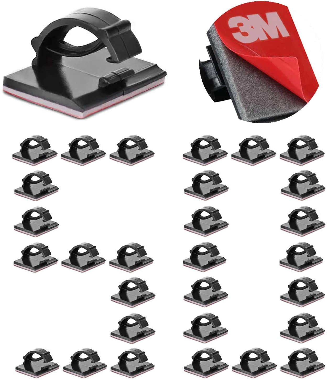 Self Adhesive Cable Clips Management Strong Wire Holders Cord Organizer ...