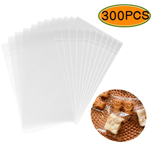 Self-Adhesive Clear Plastic Cellophane Flat Cellophane Treat Bags, Cello Bags for Bakery Cookies ...