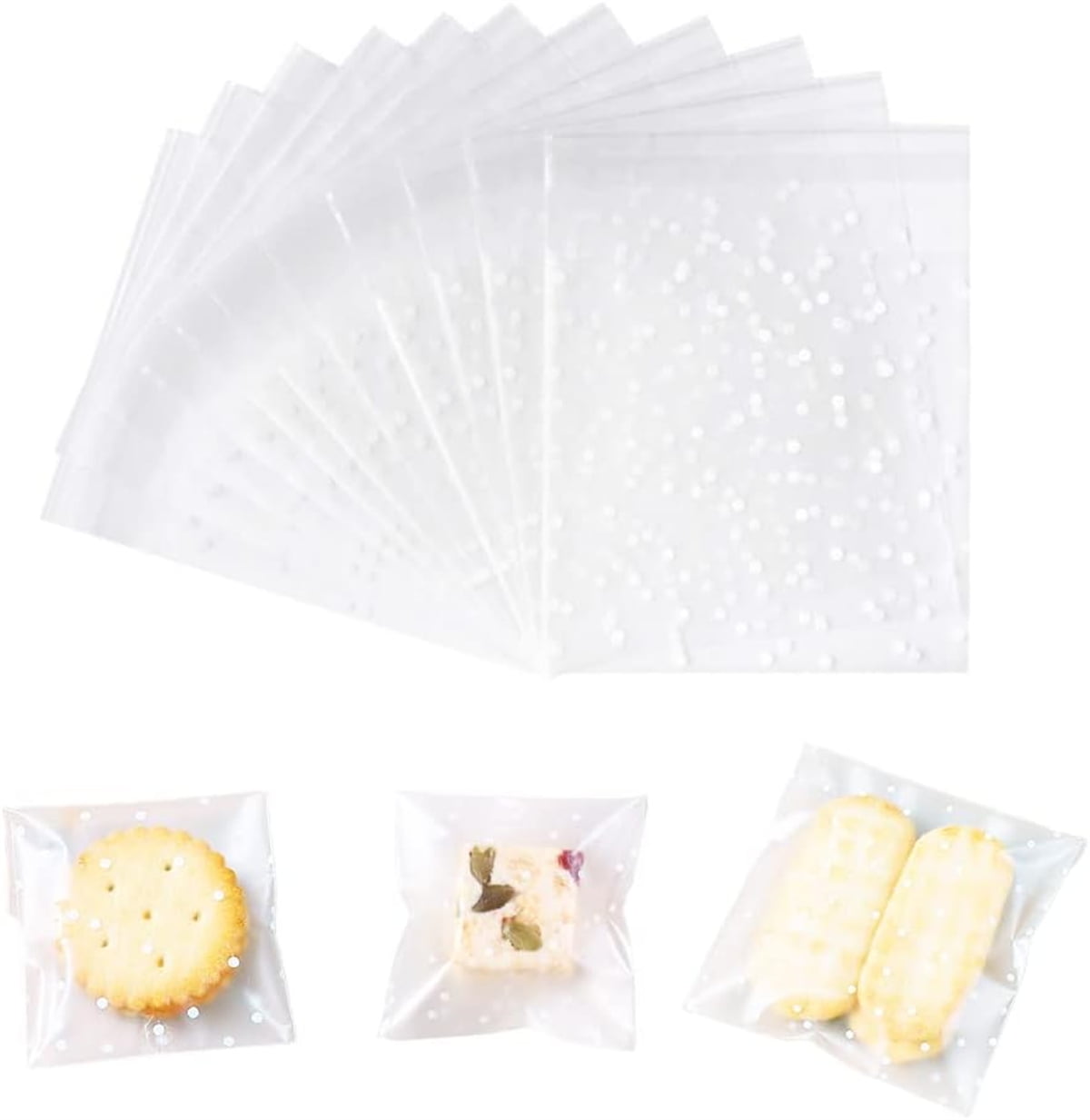 Self Adhesive Cookie Bags,Bexikou 200 Pcs Packaging Bags, White Plastic ...